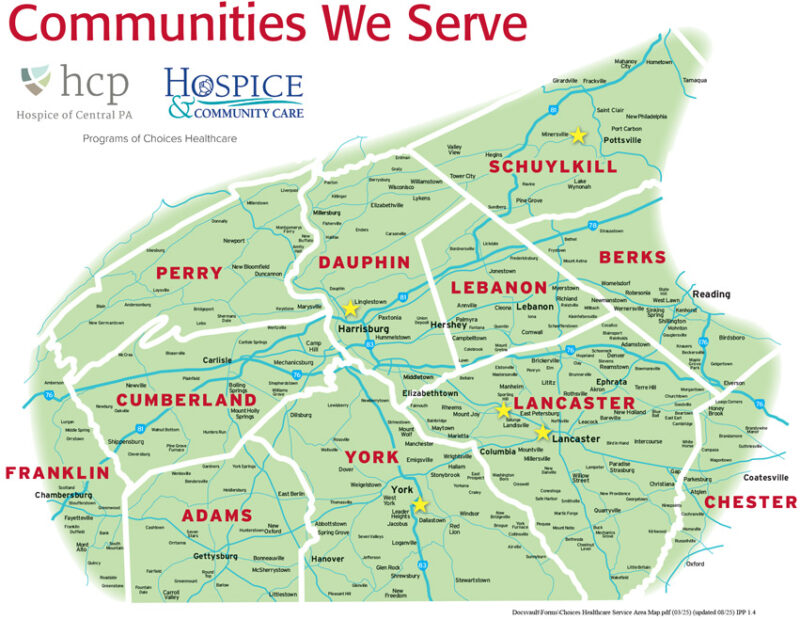 Mapa del área de servicio: cuidados paliativos y comunitarios