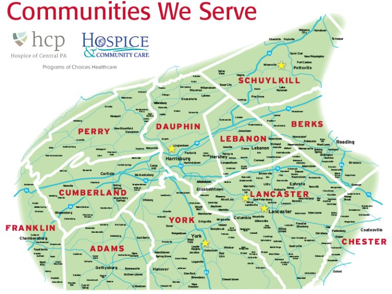 Service Area Map - Hospice & Community Care